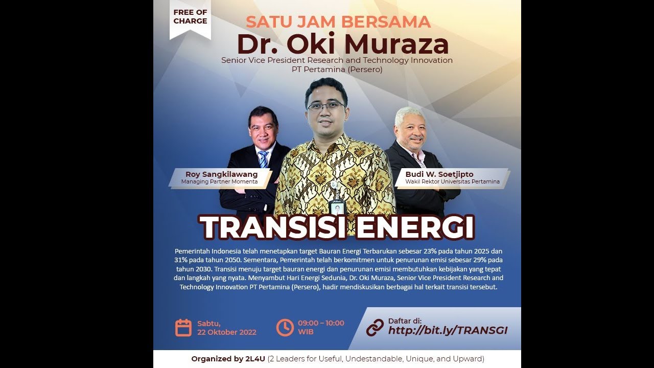 [LIVE] Satu Jam Bersama Dr. Oki Muraza: Transisi Energi - YouTube
