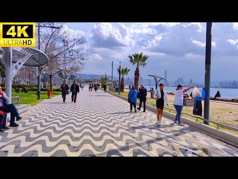 İZMİR BAYRAKLI SEVGİ YOLU - BAYRAKLI SAHİLİ YOLU 4K UHD - WALKING TOUR COASTAL PATH SUNSET 2024