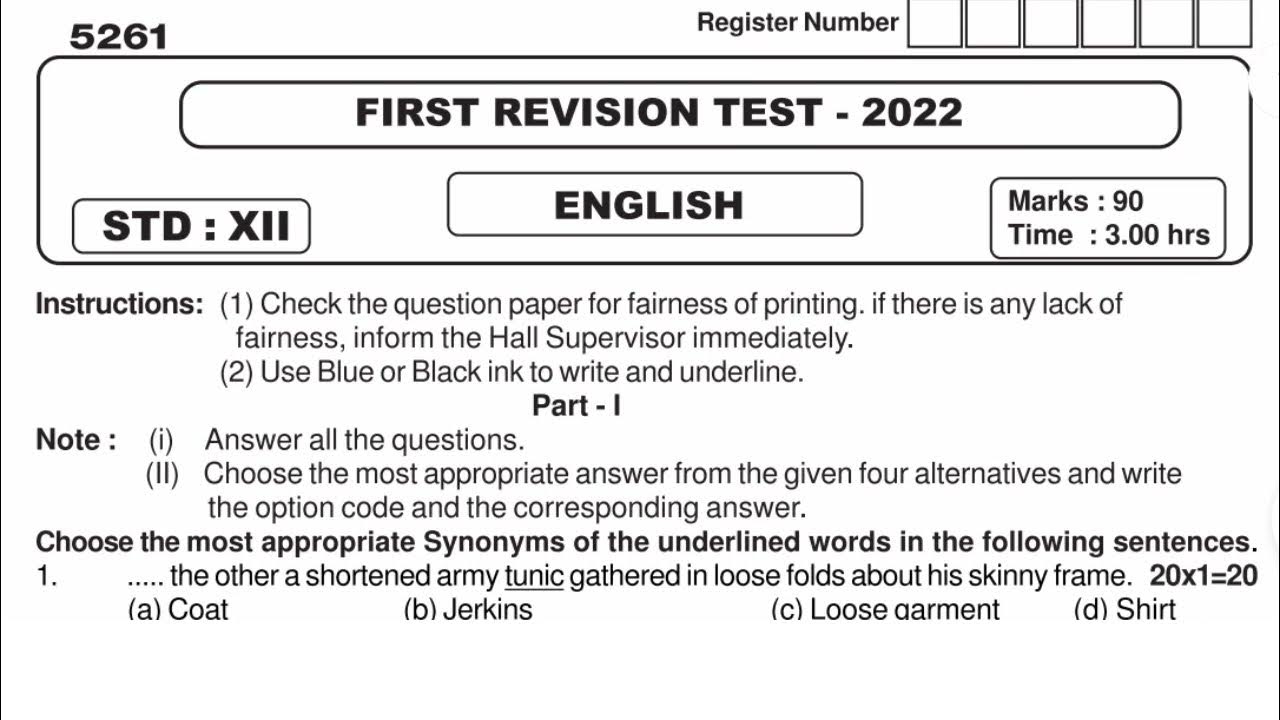 12th Standard English First Revision Question Paper YouTube 12th-standard-english-first-revision-question-paper-youtube