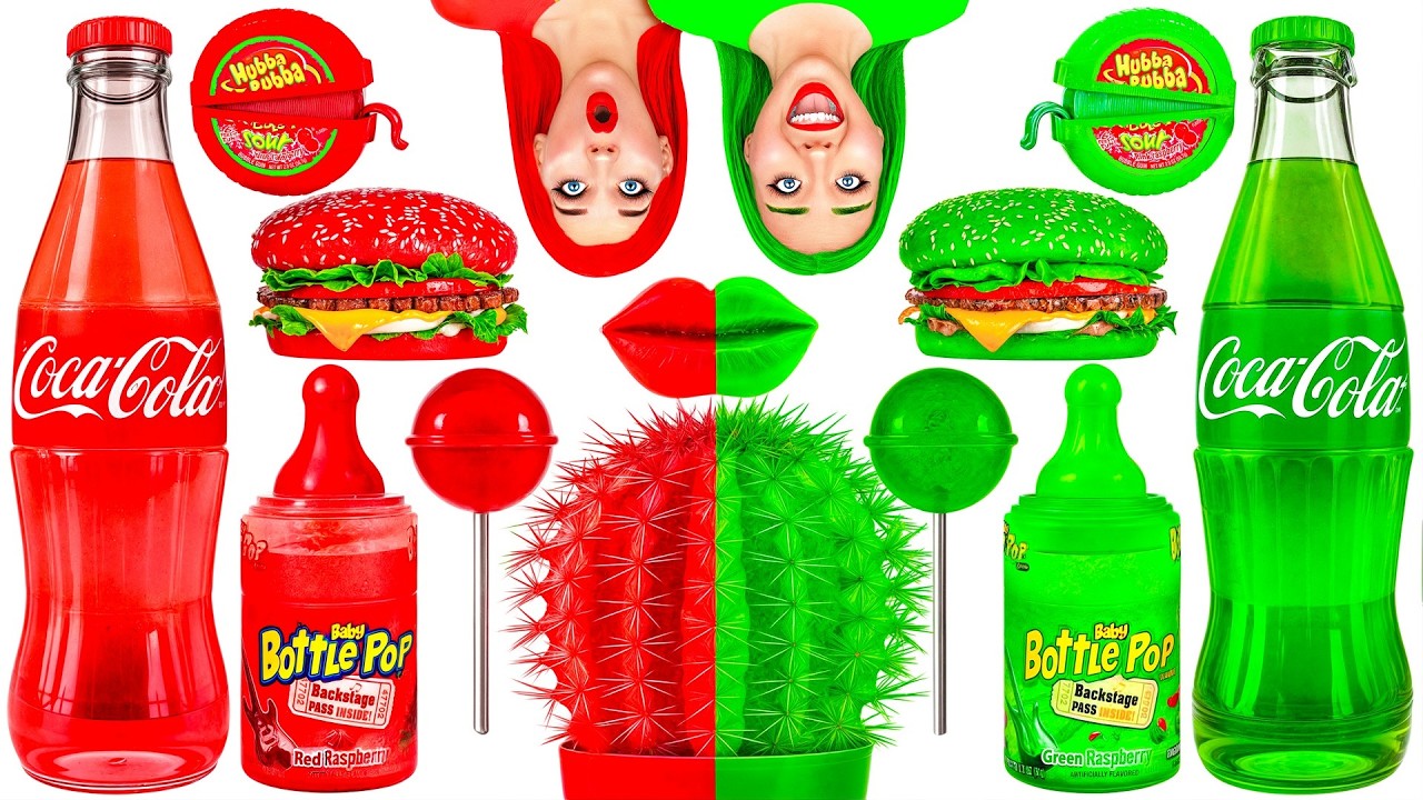 Red Food vs Green Food Color Challenge by Multi DO Challenge - YouTube