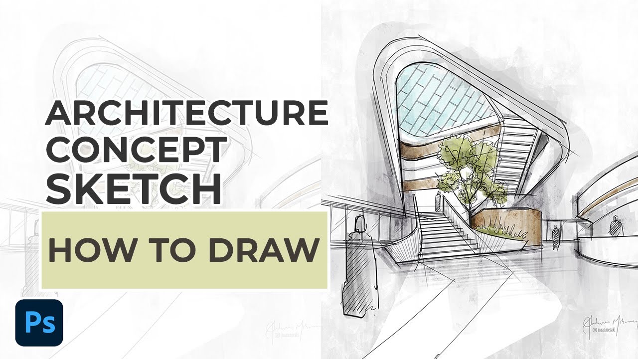 Architecture CONCEPT SKETCH time-lapse | Digital Sketching Architecture ...