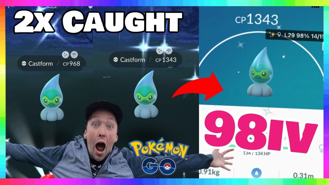 2x SHINY RAIN CASTFORM CAUGHT INCLUDING 98IV SHINY RAIN CASTFORM IN ...