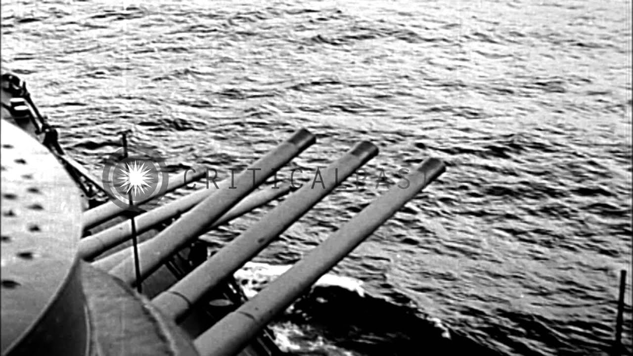 US naval guns are directed against fortifications in Shuri and Naha ...