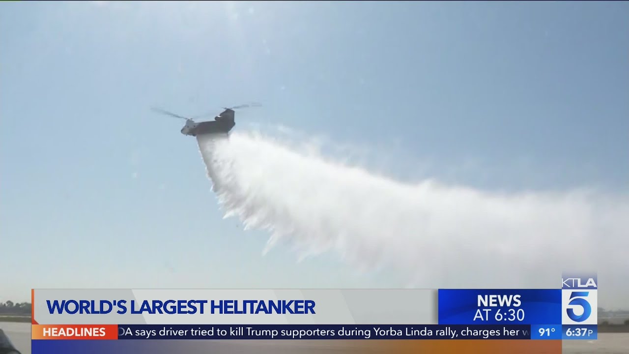 World's largest helitanker to help battle fires in California - YouTube