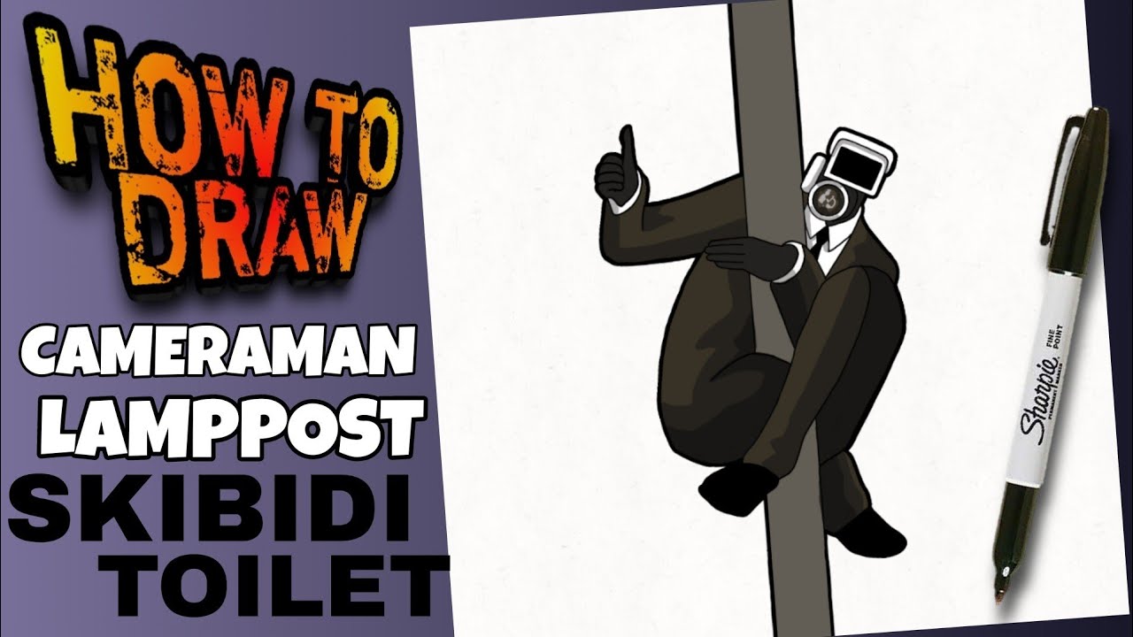 HOW TO DRAW CAMERAMAN IN LAMPPOST FROM SKIBIDI TOILET | como dibujar a ...