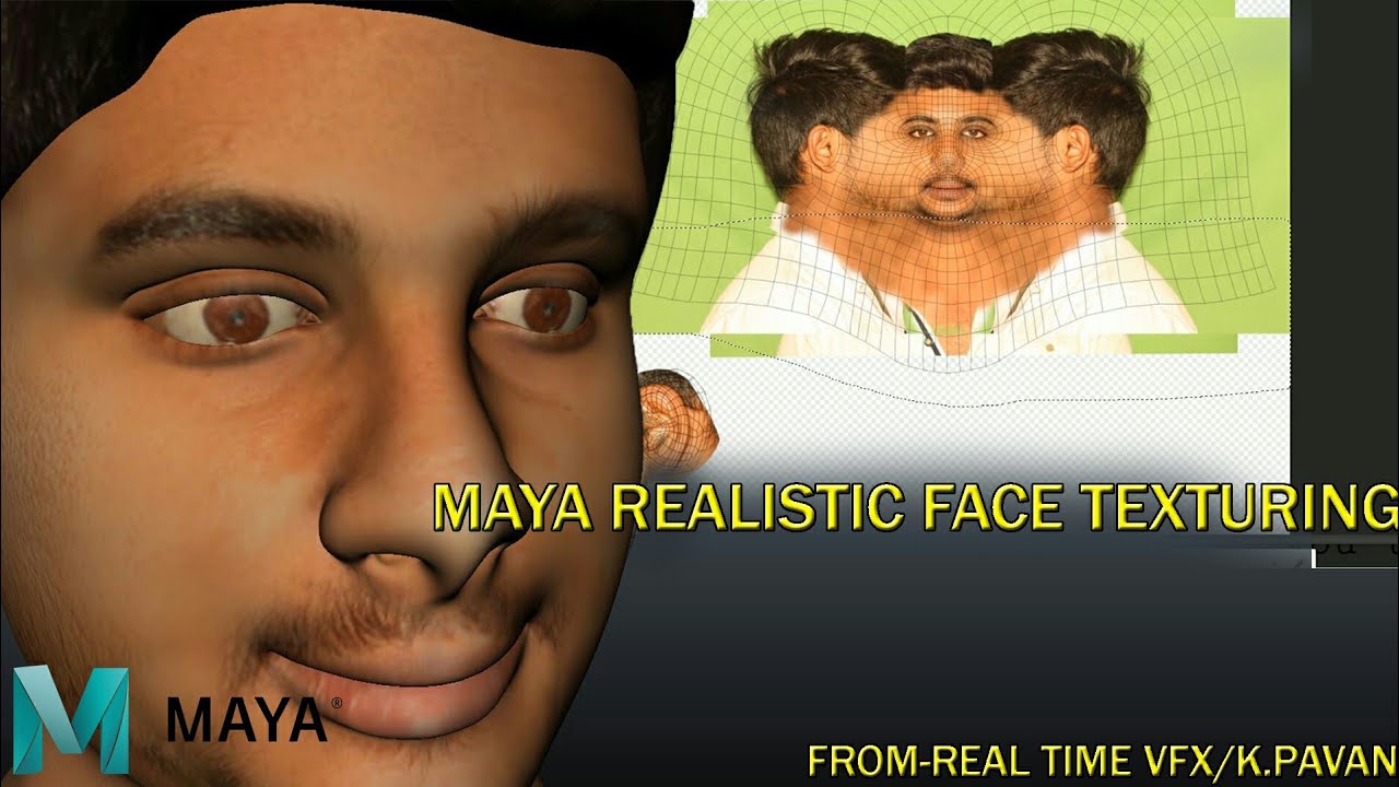 Maya realistic face texturing in Telugu - YouTube