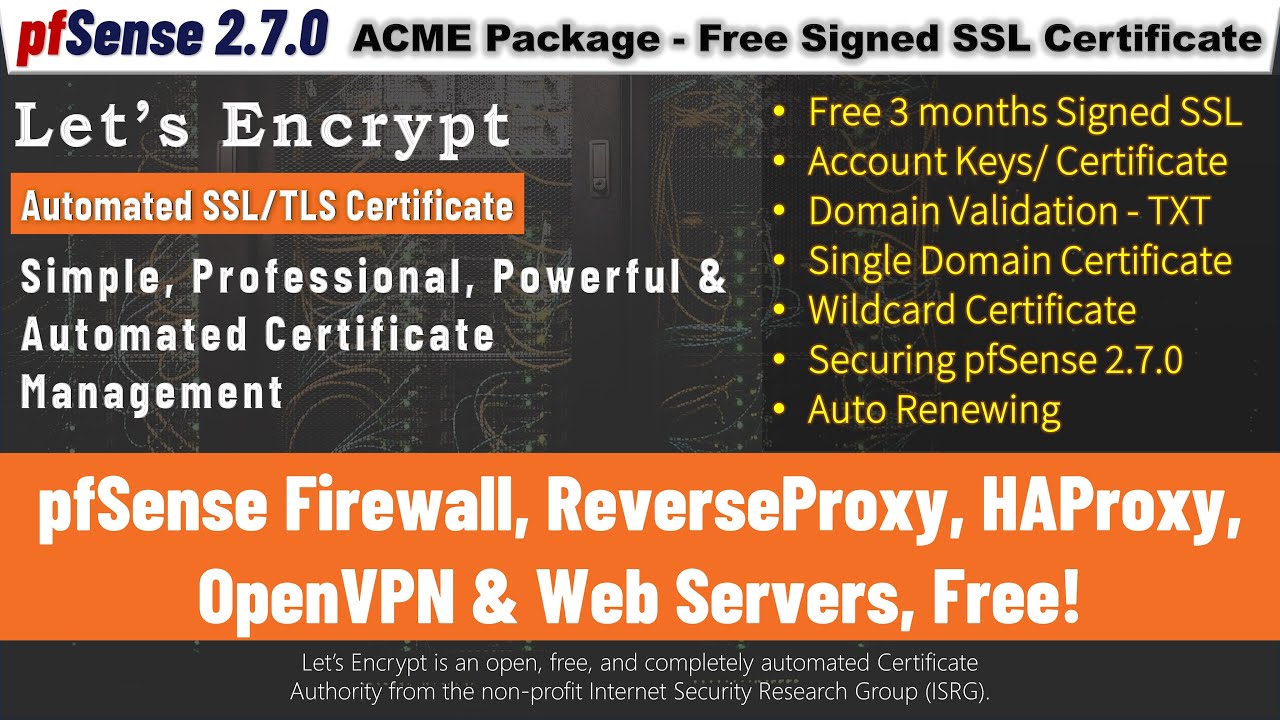 pfSense 2.7.2 - New 2024 - ACME Package & Let's Encrypt Free SSL Certificate - YouTube