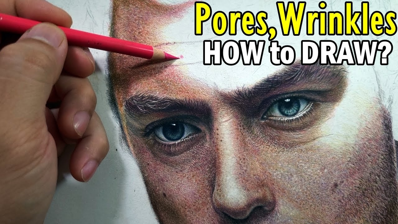 HOW...Skin PORES, WRINKLES? Colored Pencil Drawing Realistic Skin Tone ...