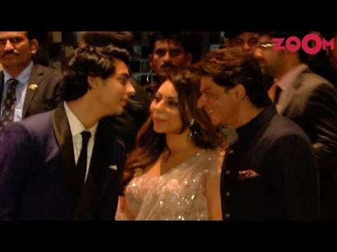 Shah Rukh Khan With Gauri Khan & Aryan Khan At Akash And Shloka's Engagement