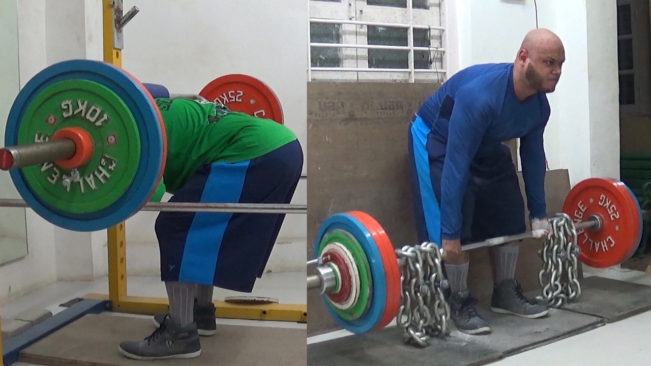 Good Mornings & Chain Deadlift Supersets and Overhead Press - YouTube