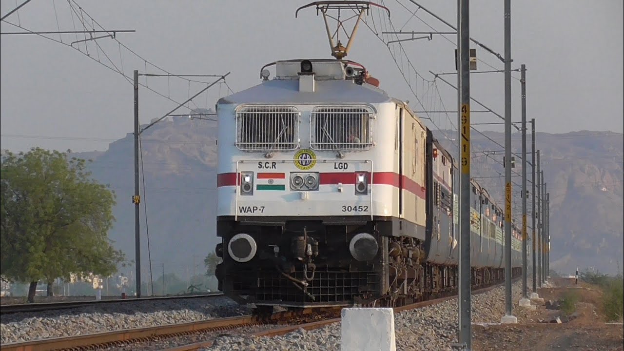 Cute looking Milky White LGD WAP 7 at MPS | Manuguru Kolhapur Express ...