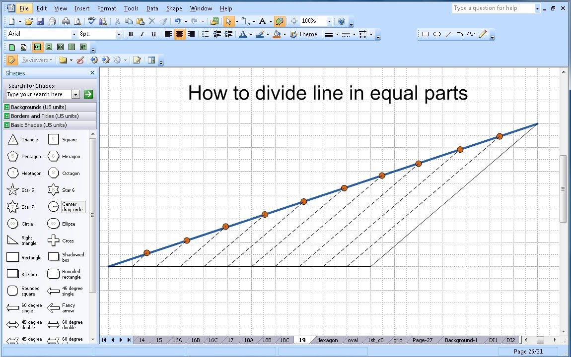 Microsoft Visio How To Divide Line Into Equal Parts YouTube
