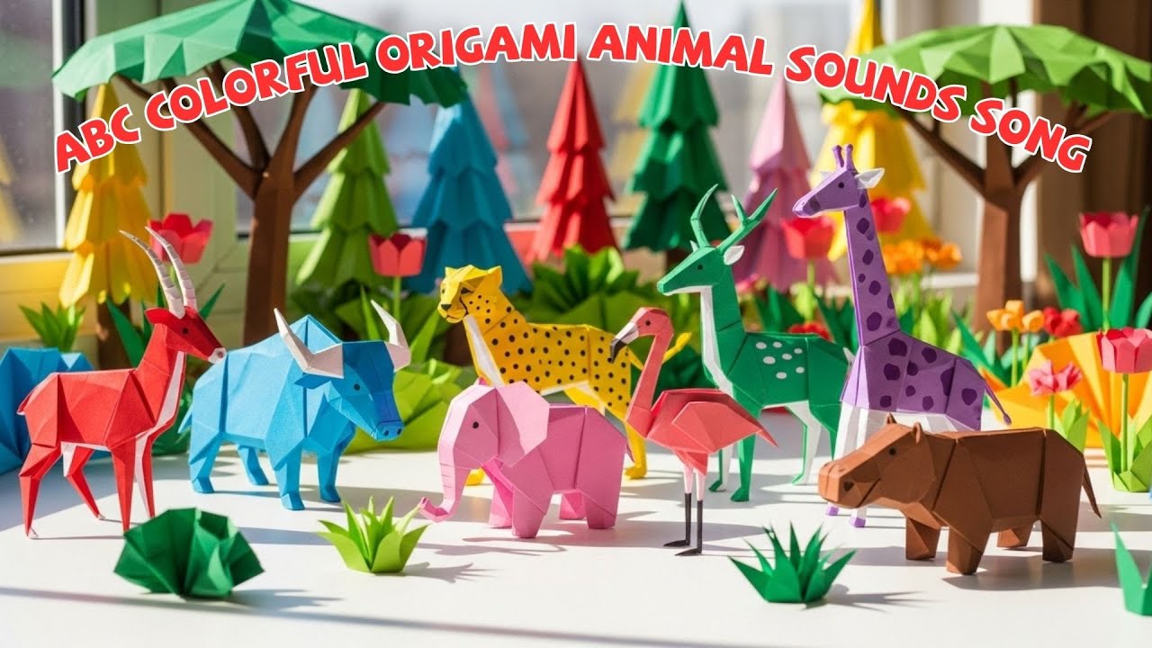 ABC Colorful Origami Animal Sounds Song | ABCs & Colors Learning Song ...
