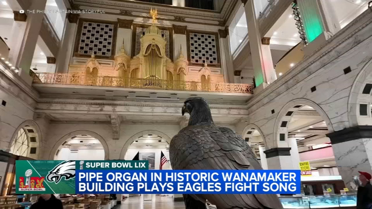 Pipe organ at historic Wanamaker Building plays Eagles fight song - YouTube