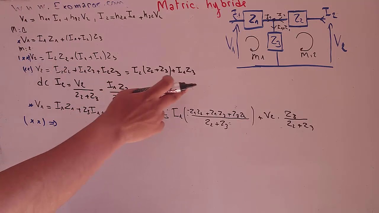 les quadripoles : exercice corrigé sur la matrice hybride (دروس) Partie ...