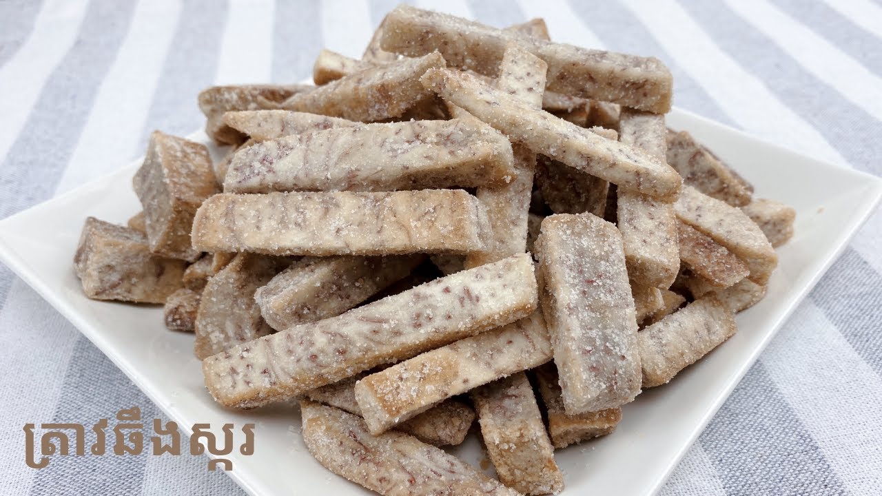 Deep Fried Taro with Caramel Sugar - របៀបធ្វើត្រាវឆឹងស្ករ - YouTube