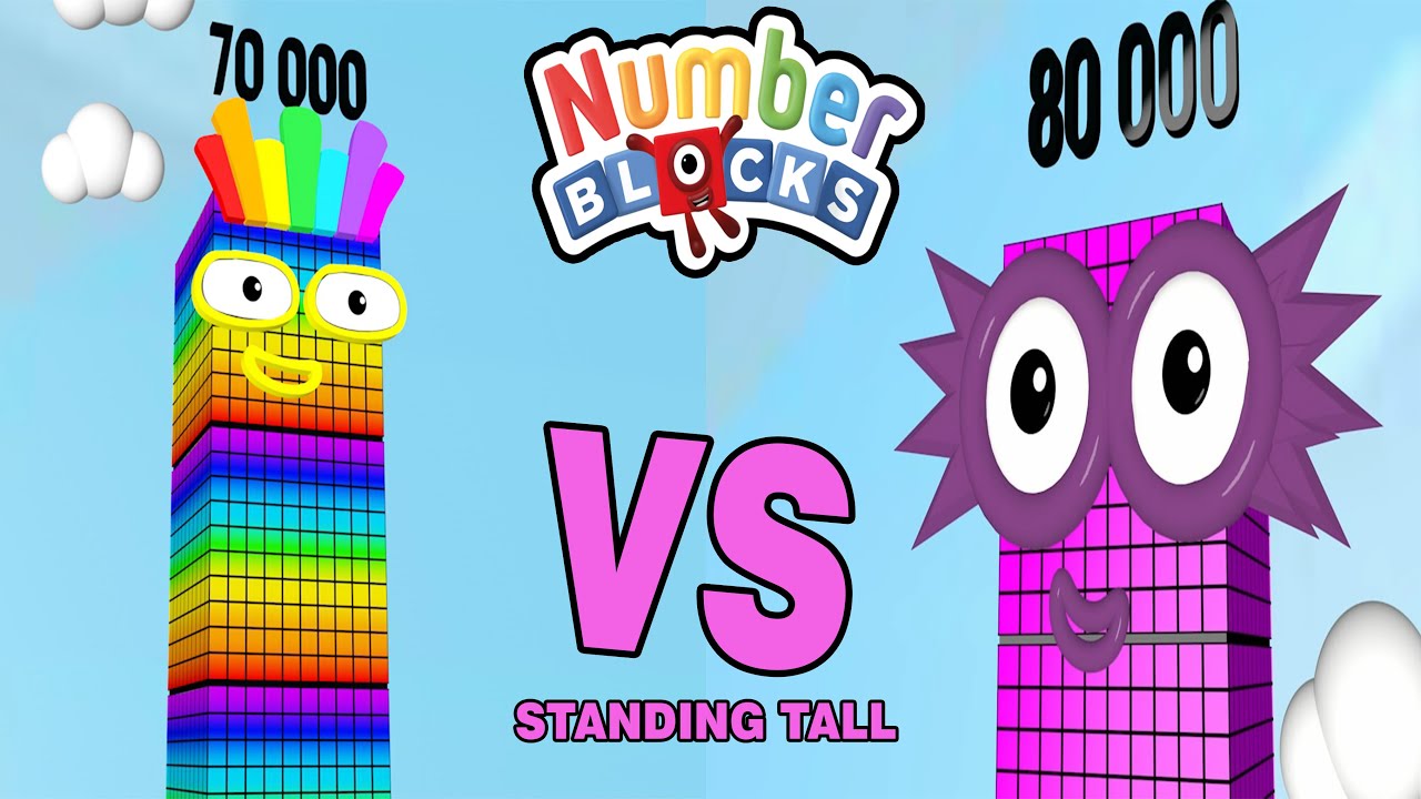 Numberblock 70 000 vs 80 000 HUGE Standing Tall Number Pattern - YouTube