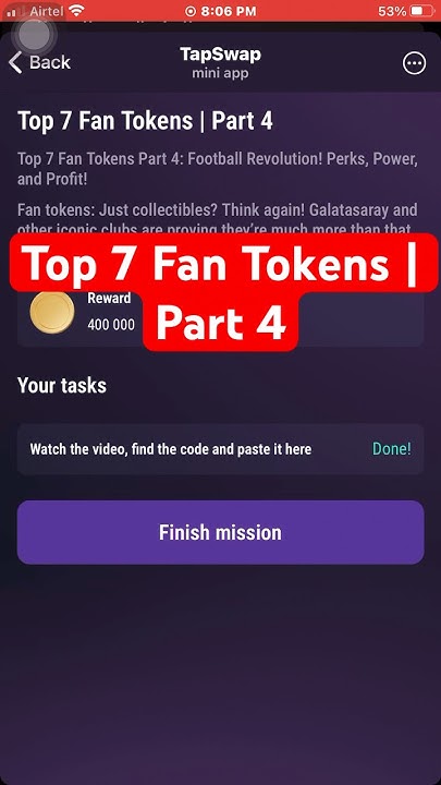 Top 7 Fan Tokens | Part 4 | Tapswap code || tapswap code Top 7 Fan Tokens | Part 4 #tapswap # ...