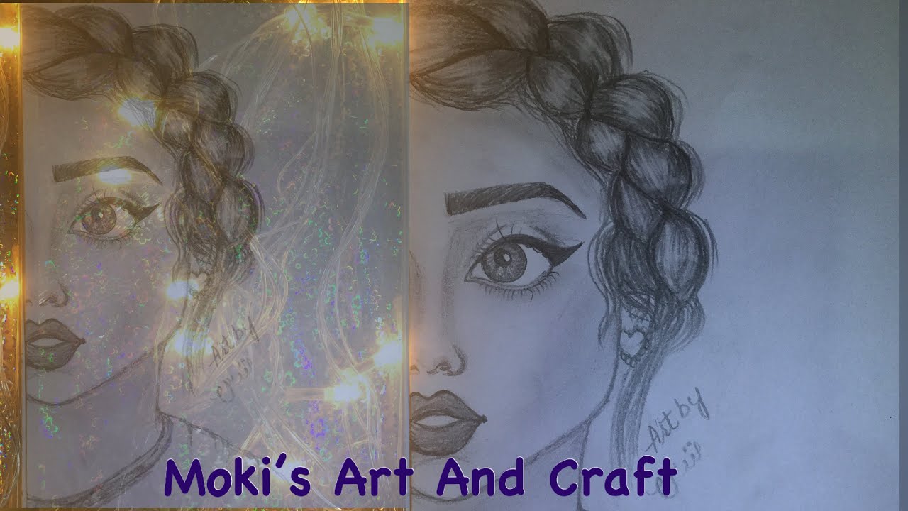 Pencil sketching live | half girl face pencil drawing | Moki's Art And ...