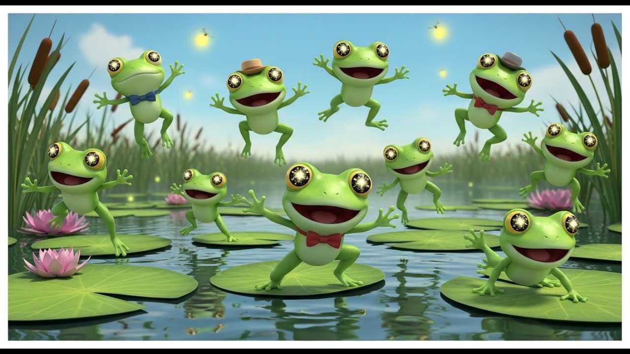 Ten Little Frogs Jumping High | Nursery Rhyme Song for Kids - YouTube