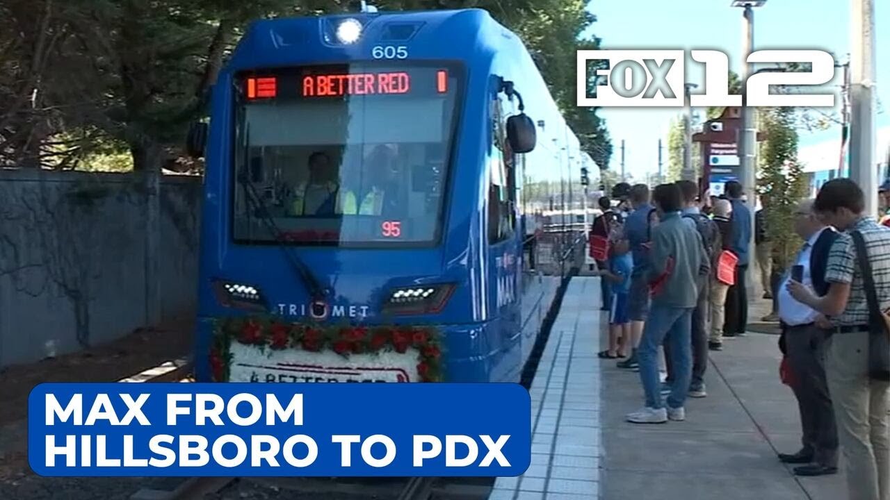 TriMet Red Line MAX trains now run from Hillsboro airport to PDX - YouTube