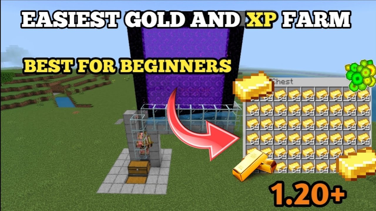 Easiest gold and xp farm for minecraft bedrock edition 1.20+ Tutorial ...