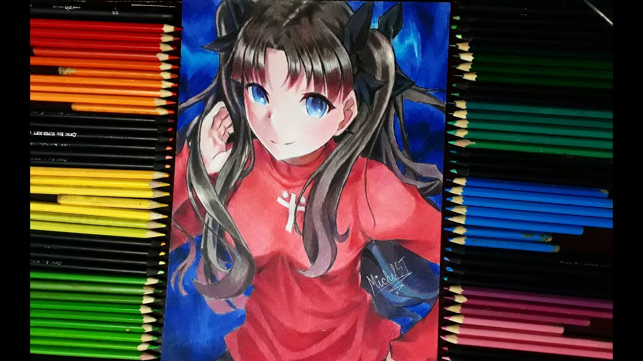 DRAWING - Rin Tohsaka [Fate Series] - YouTube