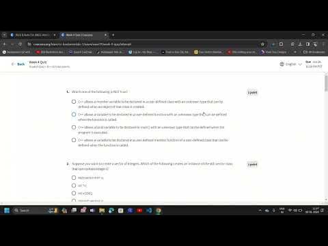 🔥🔥 9. Graded Activities | Week 4 Quiz | Object-Oriented Data Structures in C++ || Quiz Solution ...