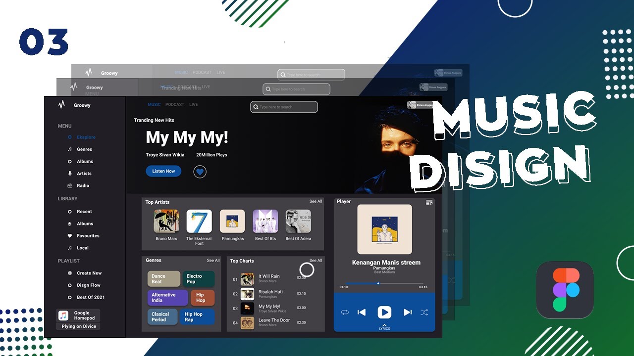 TUTORIAL DESAIN FIGMA | Home Page Music Player Web Design - YouTube