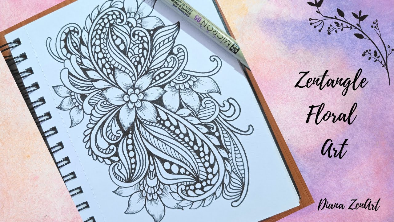 Zentangle Floral Art in 5 minutes/ Zentangle Pattern/Floral Pattern ...