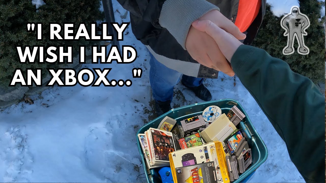 I bought a HUGE bin of his old video games... AND MADE HIS DAY!! - YouTube
