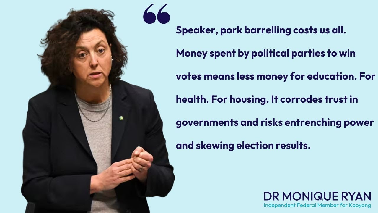 Monique Ryan MP, Pork Barrelling - YouTube