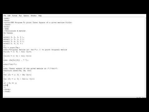 PHP Program To print Inner Square of a given matrix - YouTube