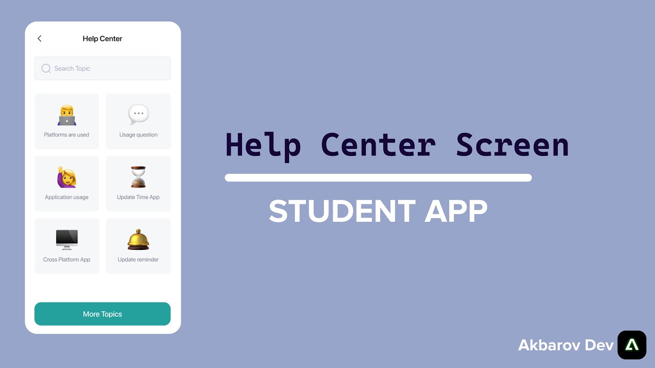 Student App Help Center Screen & Flutter Darslari - YouTube