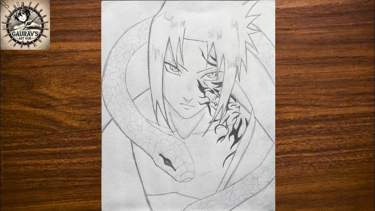 Sasuke drawing full body || How to draw sasuke with snake|| Step By ...