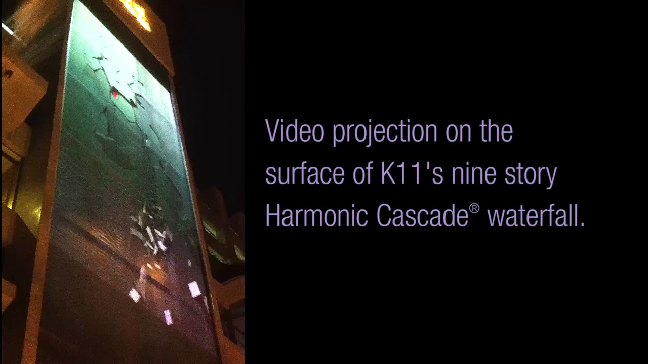 Video Projection on K11's Harmonic Cascade Waterfall - YouTube