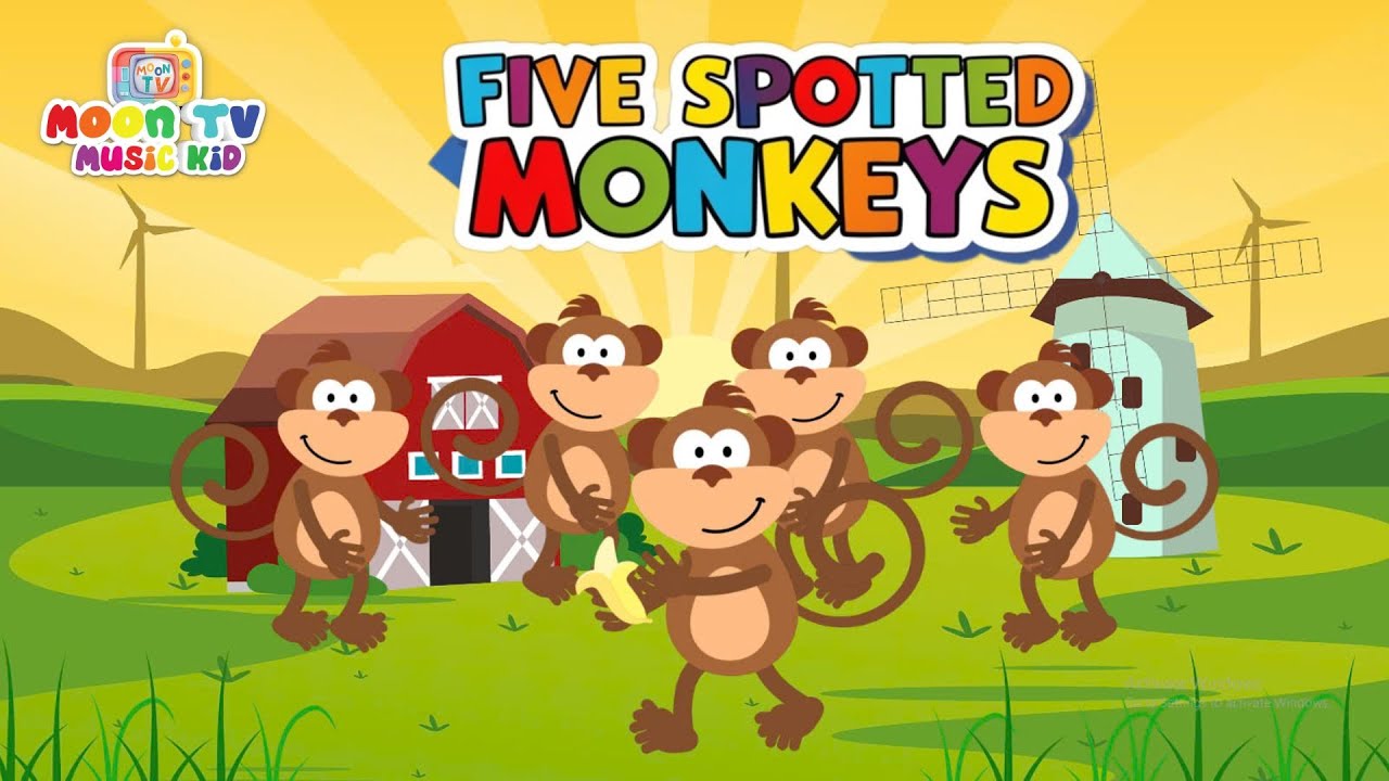 Five spotted monkeys | Join the Monkey Jog! | Song for kids - YouTube