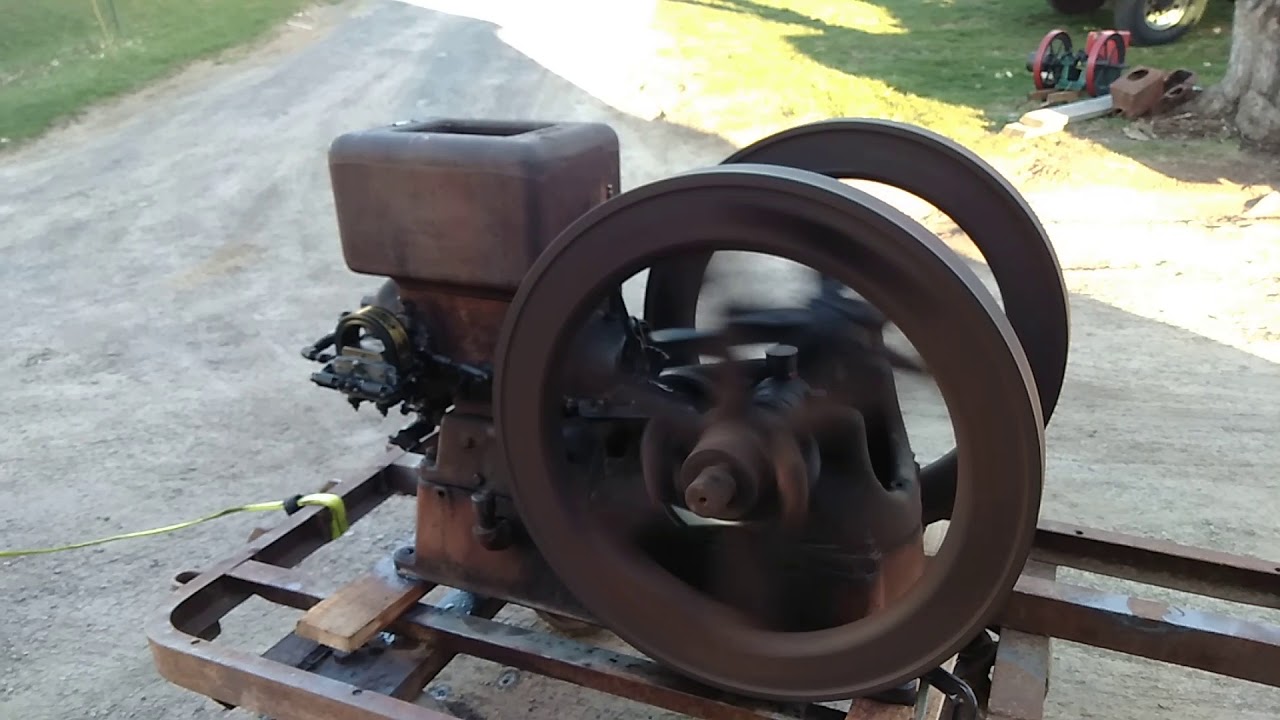 5hp Jumbo Hit and miss engine made by Nelson Brothers - YouTube