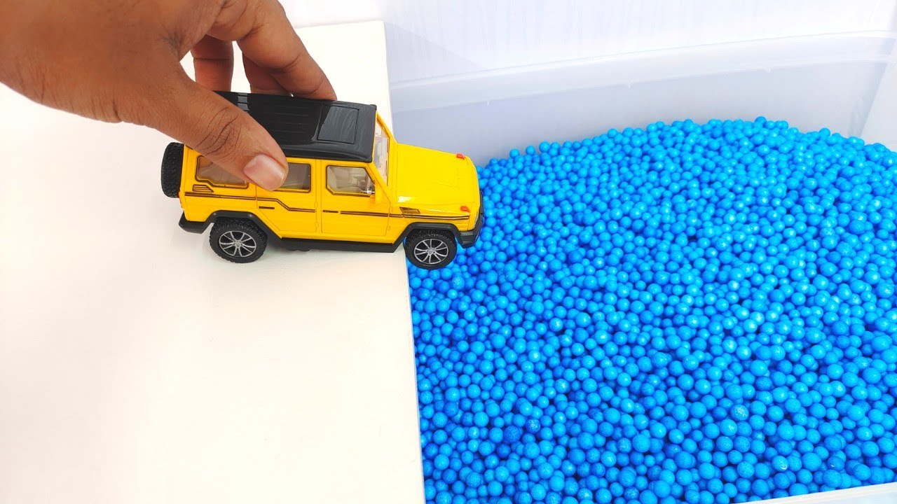 suv's & off-road vehicles are fall into the blue colour balls tub #toys ...