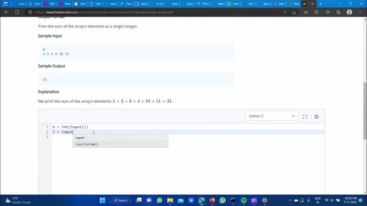 Simple Array Sum Hackerrank Solution Python Array Hackerrank Hackerranksolutions Solution