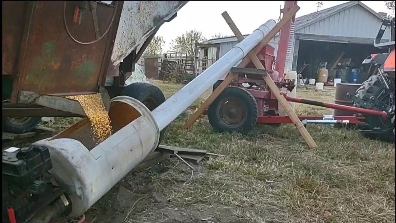 grinding corn with an antique AA 451 Lenz Burr Mill and homemade auger ...