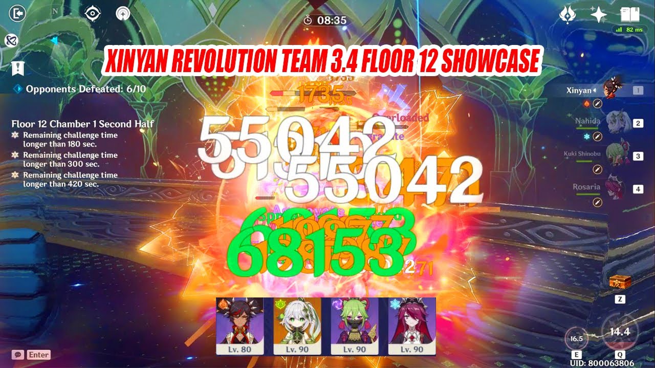 Xinyan Nahida Kuki Rosaria Revolution Team 3.4 Floor 12 Showcase - 0.5% ...