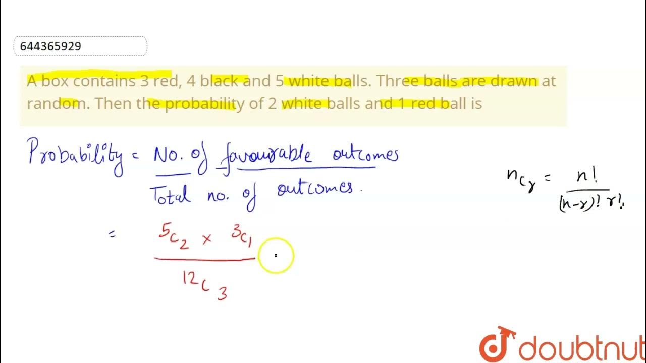 A box contains 3 red, 4 black and 5 white balls. Three balls are drawn at random. Then the proba ...