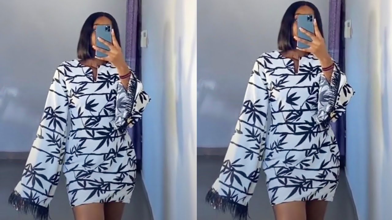 How To Make A Simple Trendy Straight Gown with Bell Sleeve_ Shift dress ...