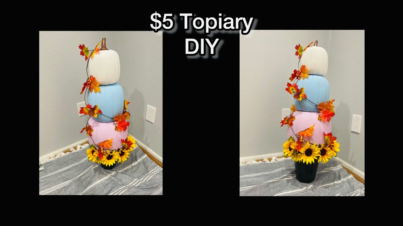 $5 Stackable pumpkin Topiary DIY 💕 🍂 - YouTube