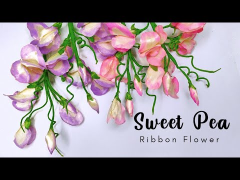 DIY Sweet Pea : How to make Sweet Pea from satin ribbon easy with ASMR ...