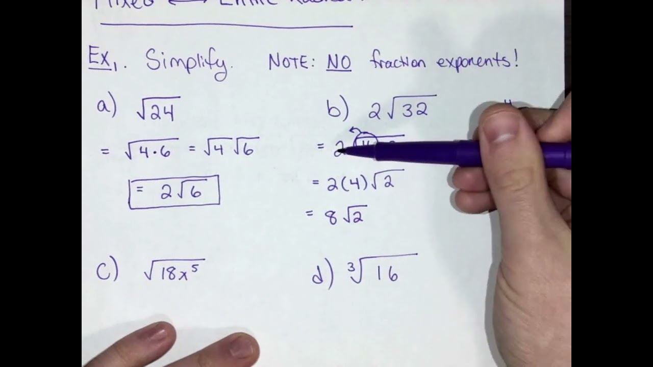 4 Mixed & Entire Radicals - YouTube