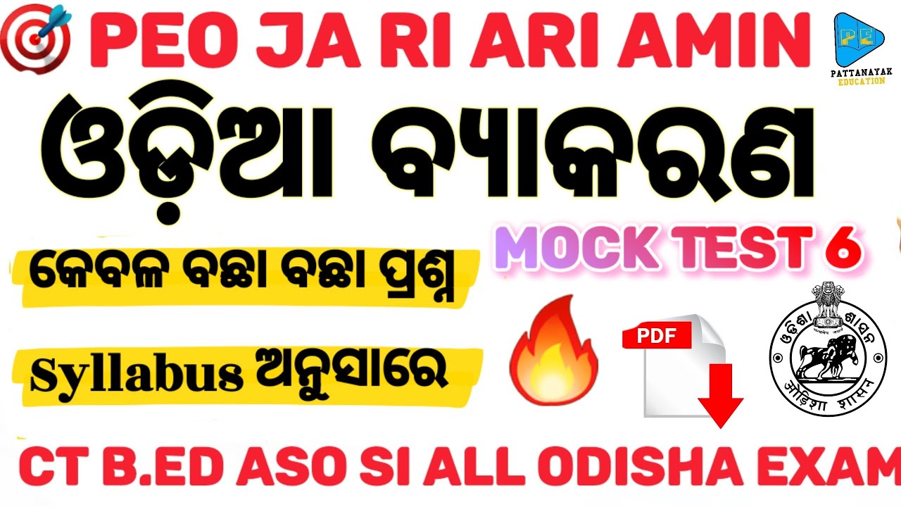 Odia Grammar | PEO JA | RI ARI AMIN | CT B.ED | ASO | All Odisha Exam ...