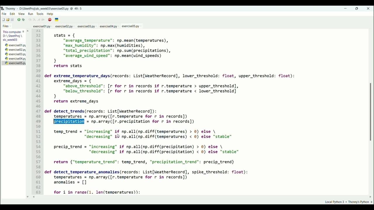 Analyze weather data using dataclass and NumPy, - YouTube