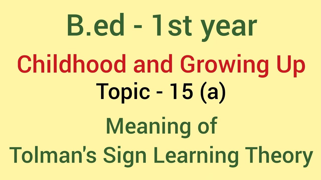 Topic -15(a) Tolman's Sign Learning Theory | Meaning | Subject ...